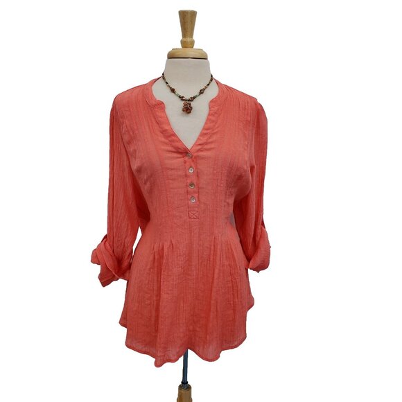 Zac & Rachel | Tops | Zac Rachel Womens Coral Orange Tunic Top Plus ...
